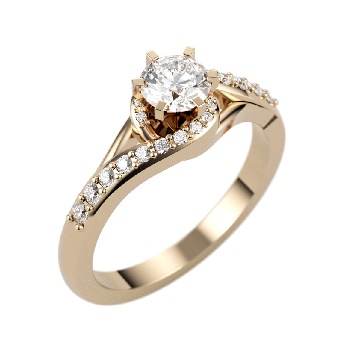 Six-Prong Engagement Ring | Peg Head Setting | Citrus Studio